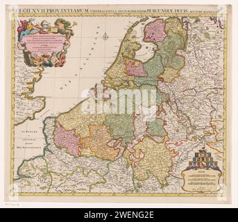 Map of the seventeen provinces, in or after 1666 print On the left a ...