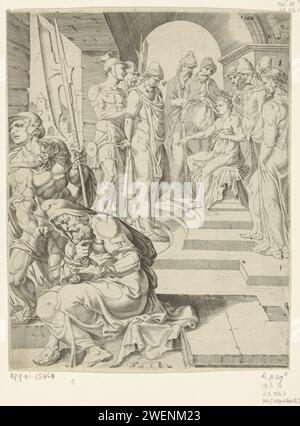Maria Magdalena kneeling at the Crucified Christ, Raphaël Sadeler (I), 1617 print The crying ...