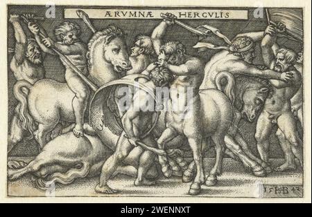 Hercules in fight with Centaurs, Hans Sebald Beham, 1542 print paper ...
