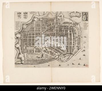 Map of Enkhuizen, Anonymous, 1652 print Amsterdam paper etching maps of cities Enkhuizen Stock ...