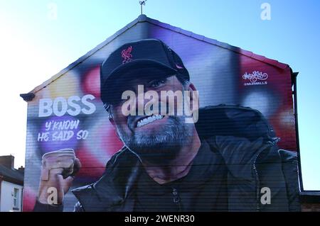 Jurgen Klopp mural near Anfield Stadium, Liverpool Stock Photo - Alamy