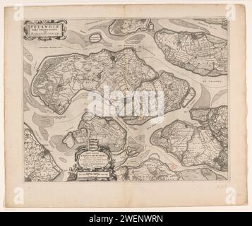 Map of Zeeland, Anonymous, 1662 print At the top left the title and the ...