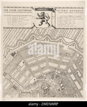 Map of Amsterdam with design for the fourth explanation, Anonymous, After Daniel Stalpaert, 1662 ...