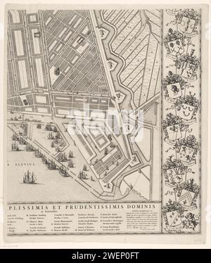Map of Amsterdam with design for the fourth explanation, Anonymous, After Daniel Stalpaert, 1662 ...