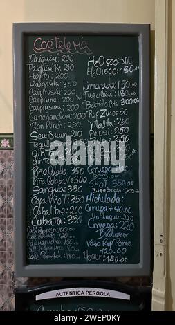 Inflation in restaurant food prices, handwritten board in Varadero ...