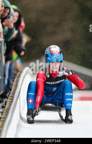 Natalie Maag from Switzerland at the finish of the women's single ...