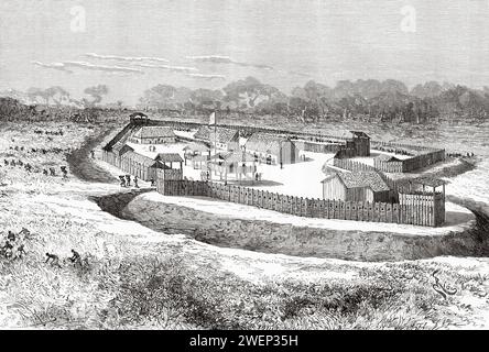 Interior of Camp Fort Bodo. Africa. Emin Pasha Relief Expedition 1886 ...