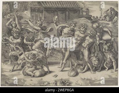 Triomf van Silen, Agostino Veneziano, after Rafaël, after Giulio Romano ...