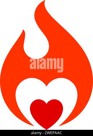 Fire flame, hot heart symbol, can be used for logo and brand name ...