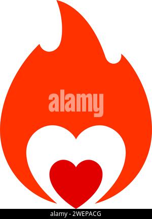 Fire flame, hot heart symbol, can be used for logo and brand name ...
