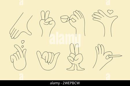 Korean finger heart sign set. Finger with mini heart and respect symbol ...