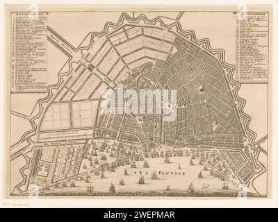 Map of Amsterdam with design for the fourth explanation, Anonymous, After Daniel Stalpaert, 1662 ...