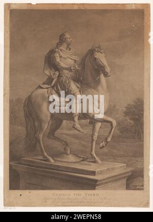 Engraving of the statue of King George III, created in 1813 and placed ...