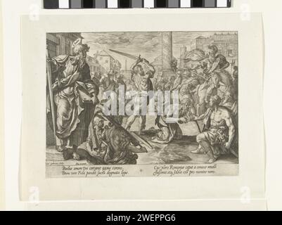 The martyrdom of Paulus, 1577 - 1582 print Paul is beheaded with a ...