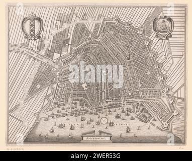 Map of Amsterdam after the explanation of 1613, Anonymous, 1693 print paper etching maps of ...