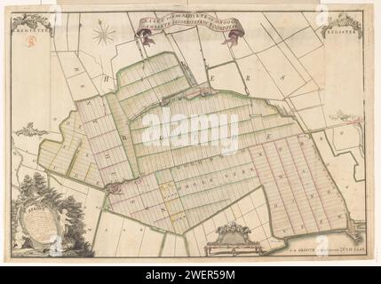 Map of the Noordplaspolder, T. Koning, in or after 1767 print Along the ...