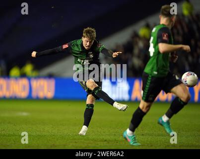 Coventry City's Victor Torp scores their side's fourth goal of the game ...