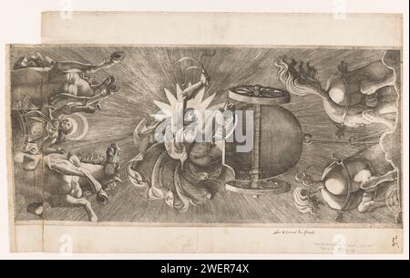 Apollo and his chariot pulled by horses in gardens of the Palace of ...