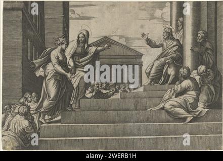 Marta leads Mary Magdalene to Christ Stock Photo - Alamy