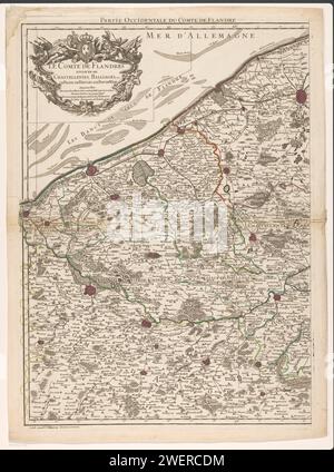 Map of the Graafschap Vlaanderen (left part), Anonymous, 1729 print Map ...