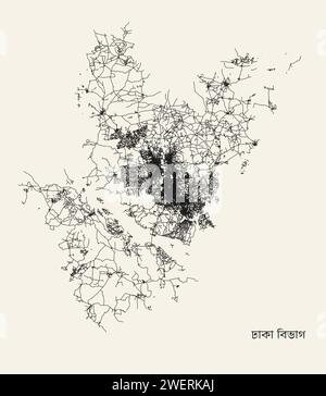 Urban city map of Dhaka. Vector illustration, Dhaka map grayscale art ...