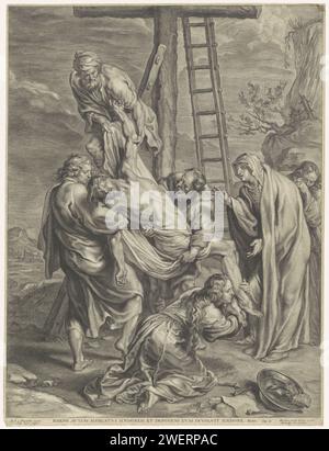 Cross -decline, Cornelis Galle (II), After Abraham van Diepenbeeck, 1638 - c. 1650 print Joseph ...
