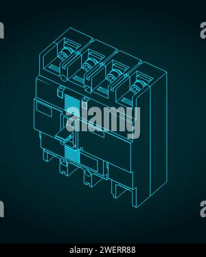 Stylized vector illustration of power circuit breaker close up Stock ...