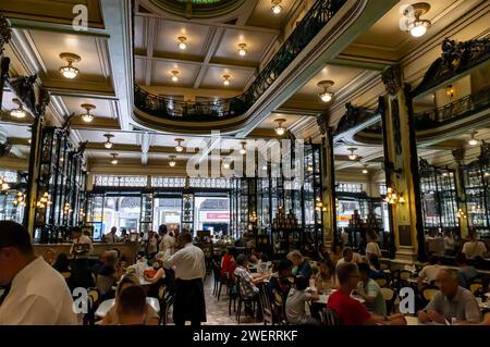 Interior view of Confeitaria Colombo coffeehouse smaller room, a famous ...
