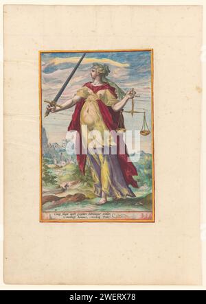 Justice (Justitia), Jacob Matham, after Hendrick Goltzius, 1597 print A ...