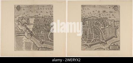 Map of Antwerp, consisting of two parts, Symon Novelanus, After Joris Hoefnagel, 1721 - 1774 ...