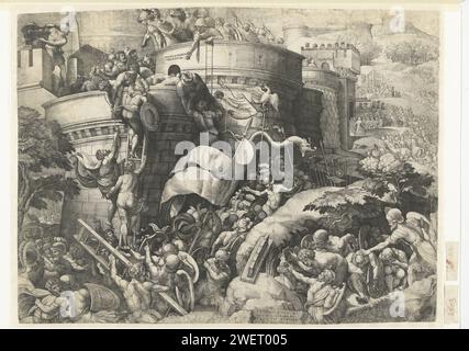The Siege of Carthage, engraving by Giulio Romano (Giulio Pippi) and ...