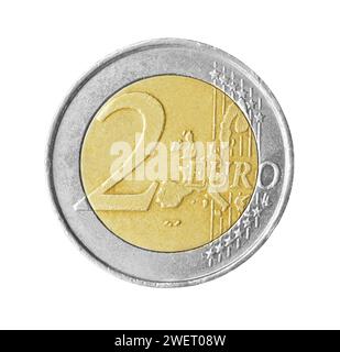 Shiny two euro coin isolated on white Stock Photo - Alamy