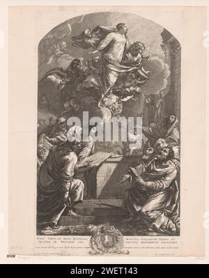 Ascension of Mary, Michel Dorigny, After Simon Vouet, 1640 print France paper engraving ...