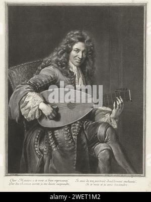 Portret van Charles Mouton, Gerard Edelinck, After François de Troy ...