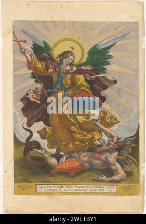 Michaël beats the dragon, Hieronymus Wierix, 1563 - Before 1619 print ...