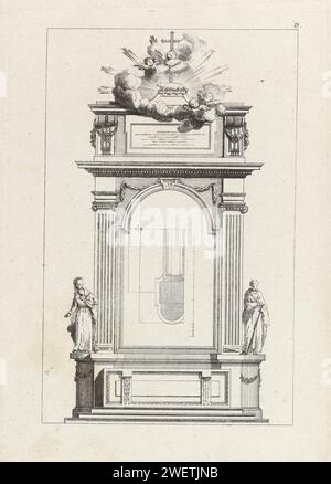 Altar with cross, 1758 - 1820 print Design for an altar in interior ...