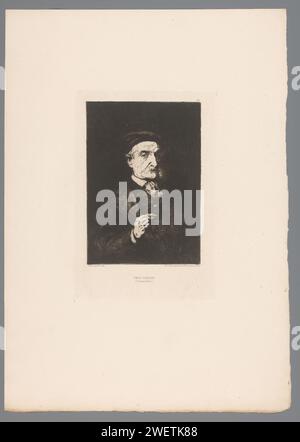Portret van Émile Cardon, Théodule Augustin Ribot, 1876 print paper etching old man. historical ...