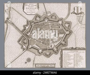 Map of Brielle, Anonymous, 1743 print At the top left: Vereen. Nederl ...