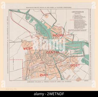 Reproduction of a map of Amsterdam with post offices and postal ...