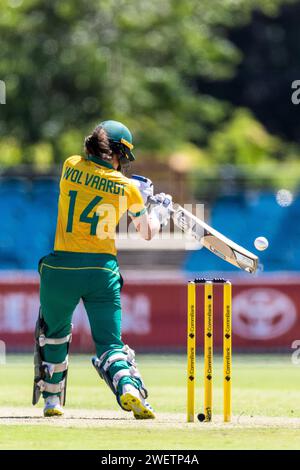 South Africa's captain Laura Wolvaardt, left, celebrates her fifty runs ...