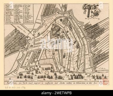Map of Amsterdam, 1585, Anonymous, After Pieter Hendricksz. Schut, c. 1671 - c. 1680 print Map ...