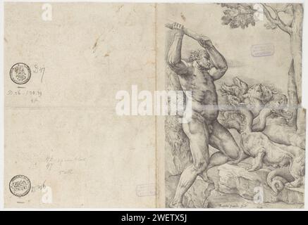 Hercules in fight with the Hydra van Lerna, Battista Franco, 1520 ...