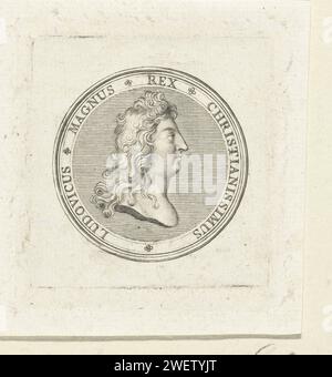 Penning with bust of Louis XIV, Gerard Edelinck, after Antoine Coypel ...