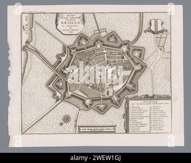 Map of Brielle, Anonymous, 1743 print At the top left: Vereen. Nederl ...