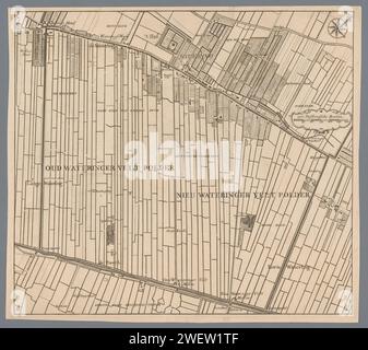 Map of the area around Wateringen, print maker: anonymous, c. 1700 - c. 1799, paper, etching ...