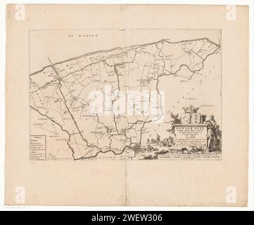 Map of the Grietenij Westdongeradeel, 1718 print Bottom left legend. At ...