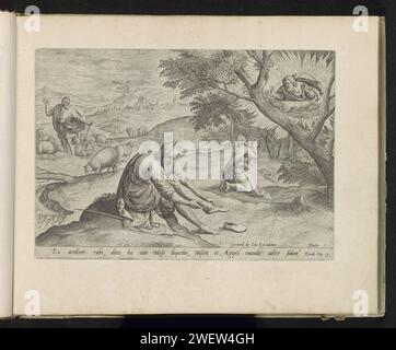God appears to Moses on the Horeb mountain. Moses hats a herd of sheep ...