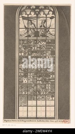 Coat of arms of Amsterdam, Anonymous, 1693 print Crowned shield with ...