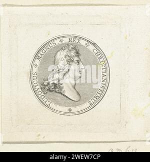 Penning with bust of Louis XIV, Gerard Edelinck, after Antoine Coypel ...