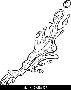 Drops and splashes of water. Outline vector illustration of the water ...